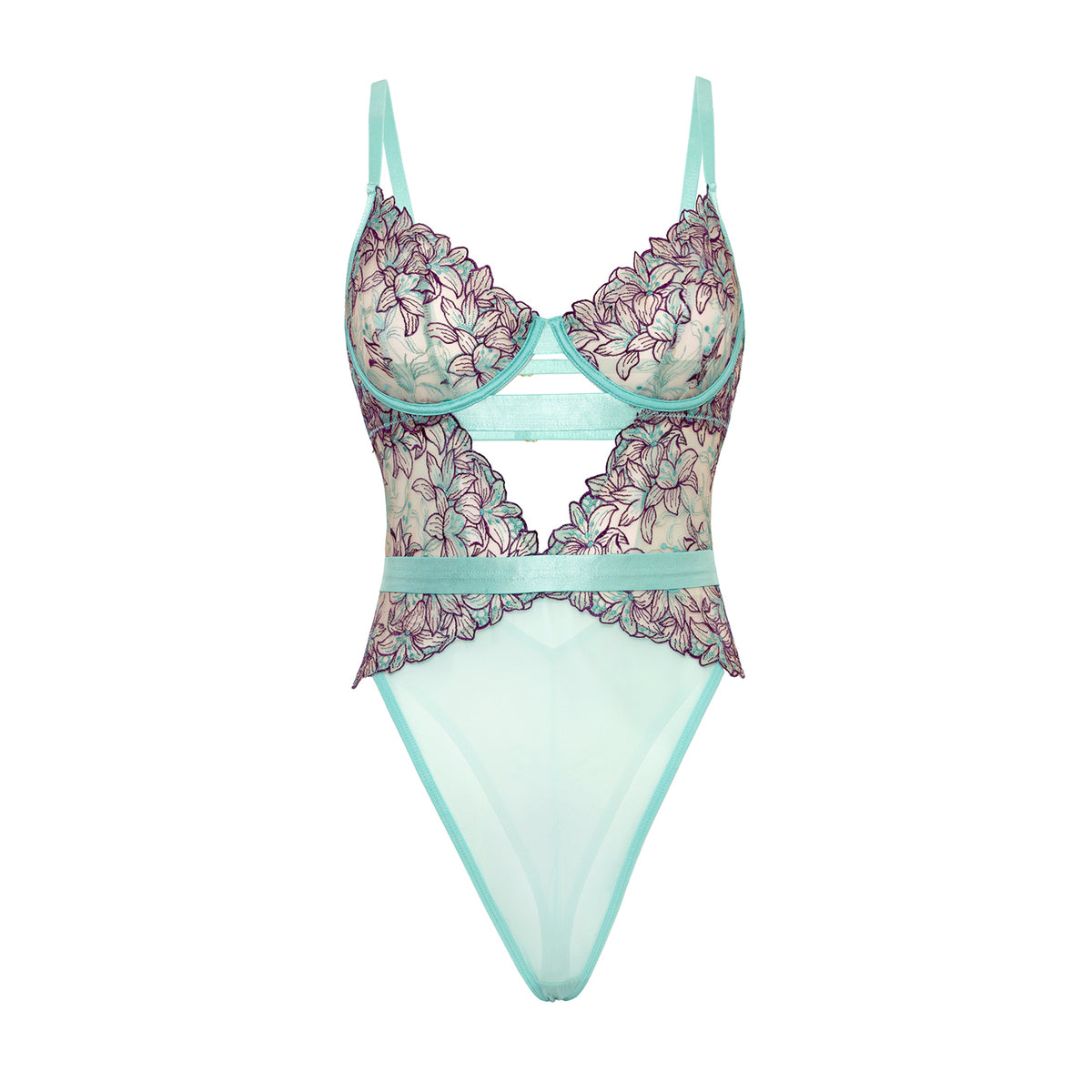 Oh La La Cheri Curvy Adaline Embroidered Mesh Teddy